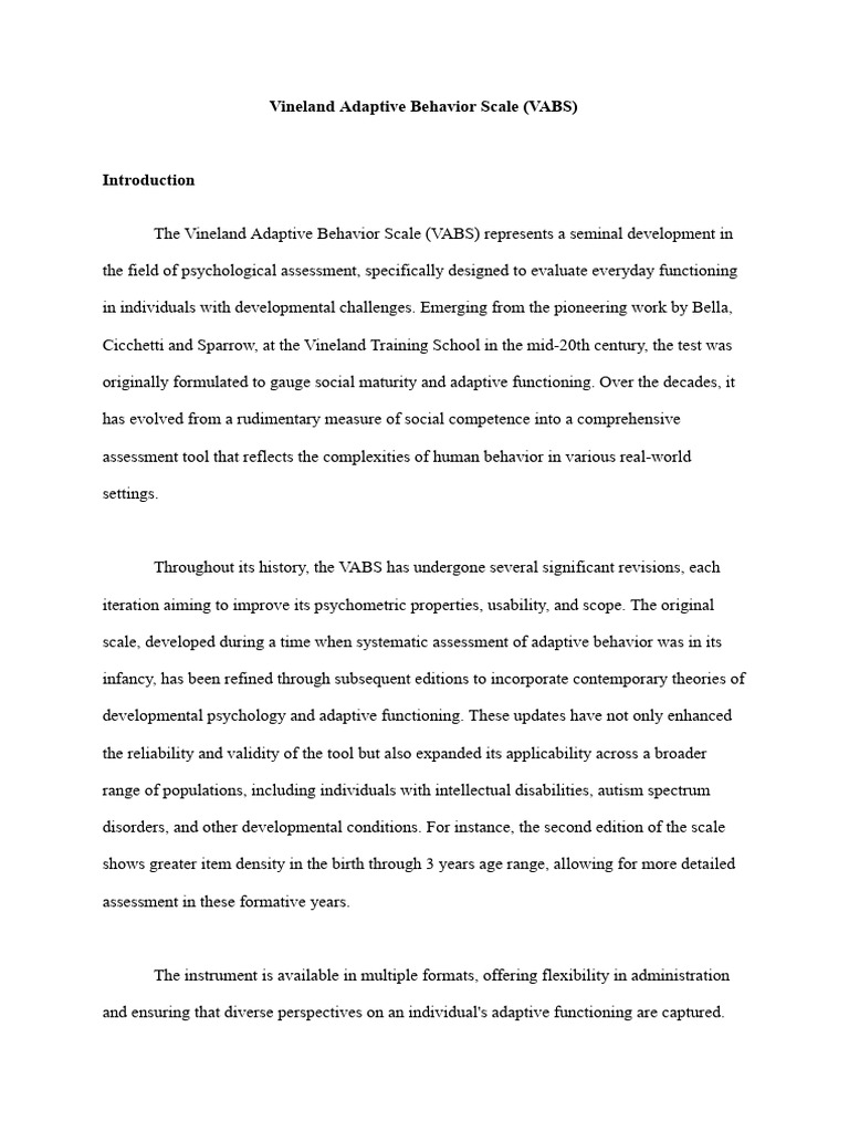 Vineland Adaptive Behavior Scale (VABS) | PDF | Educational Assessment | Standard Deviation