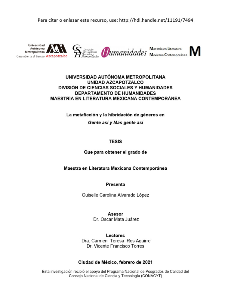 La Metaficcion y La Hibridacion de Generos Alvarado López G 2021 | PDF