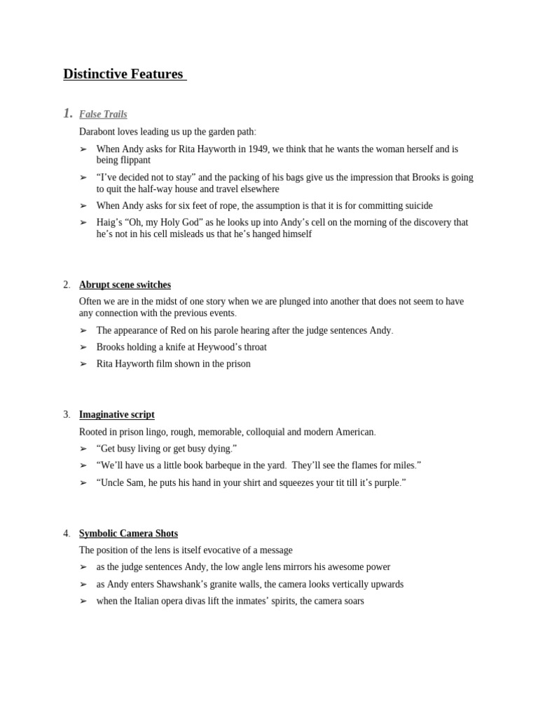 Shawshank - Distinctive Features | PDF