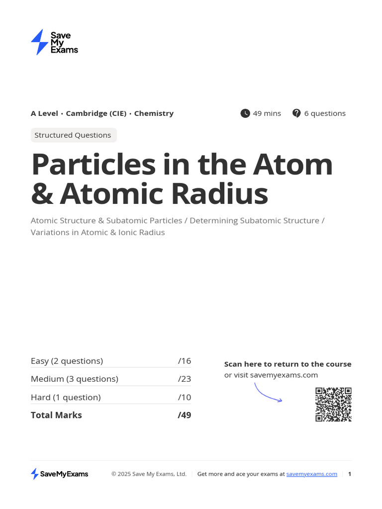 1 1 Particles in The Atom and Atomic Radius Tbk3ZXWDQc9C5cKY | PDF ...