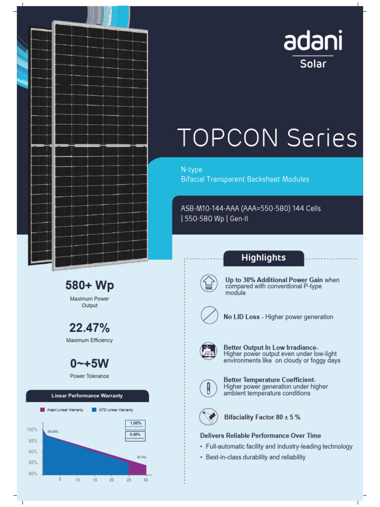 Adani Solar Brochure With Datasheets | PDF | Electrical Components ...