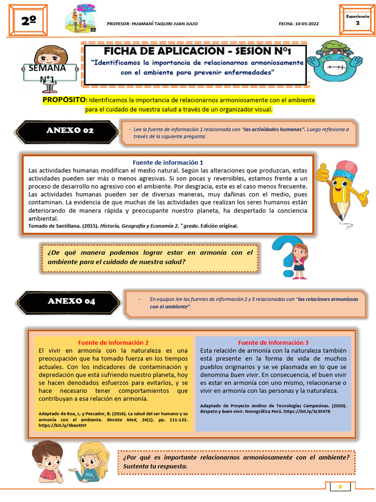 2° Ficha de Aplicacion Sesion 1-Sem.1-Exp.2-Ccss 10-05-2022 | PDF | Naturaleza
