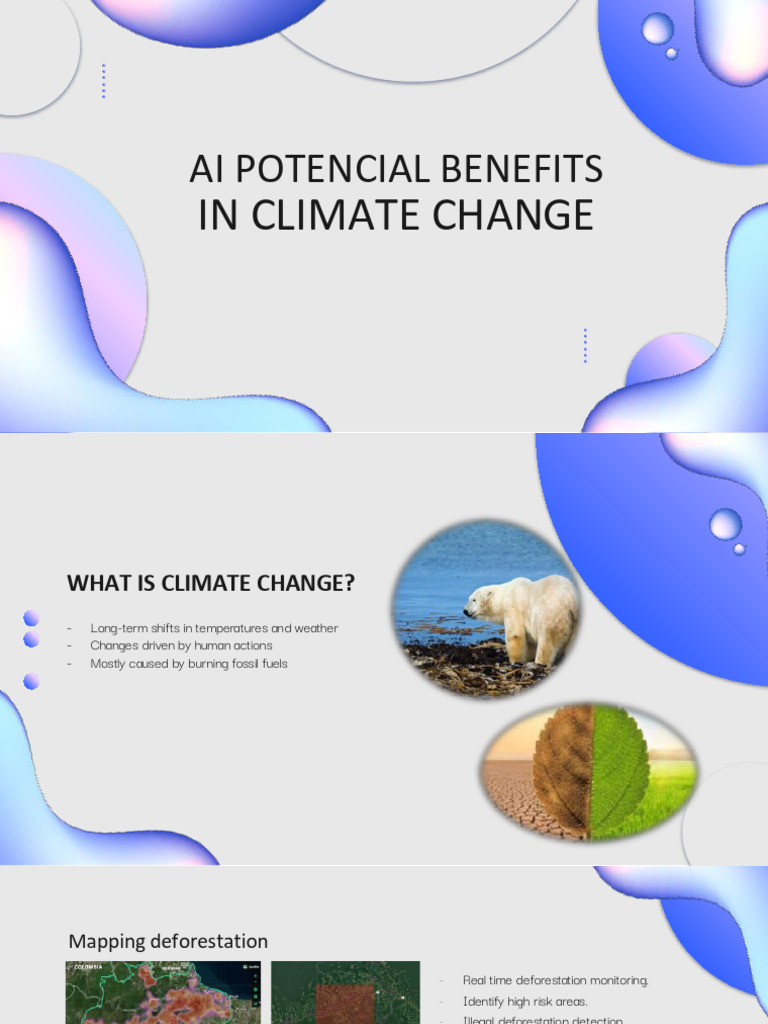 Potential AI Benefits in The Climate Change Field Presentation | PDF