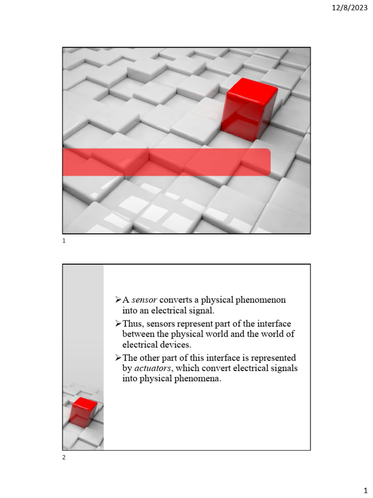 Sensors (Transducers) - Slides | PDF | Sensor | Capacitor