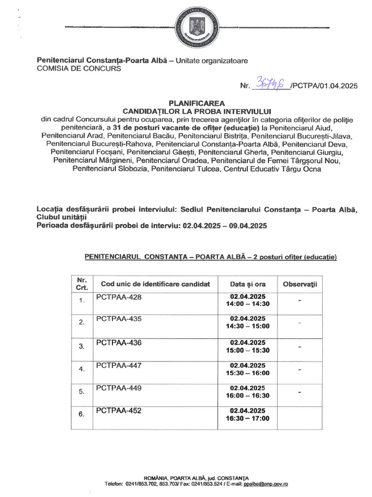 Centrul de Concurs Penit. Constanta Poarta Alba 2 1 | PDF