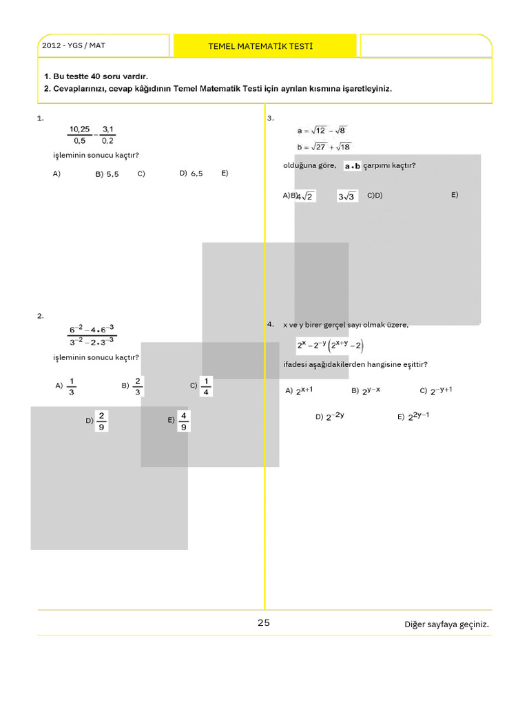Ygs Birleştirilmiş | PDF