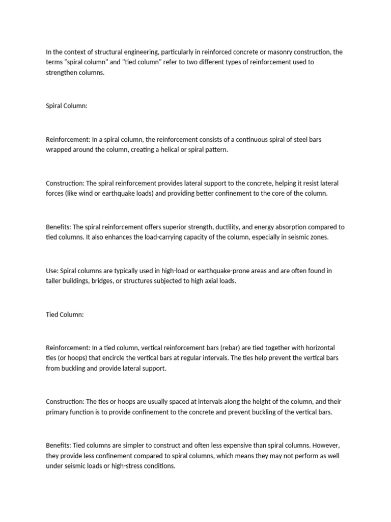 spiral vs. tied column | PDF | Column | Structural Engineering