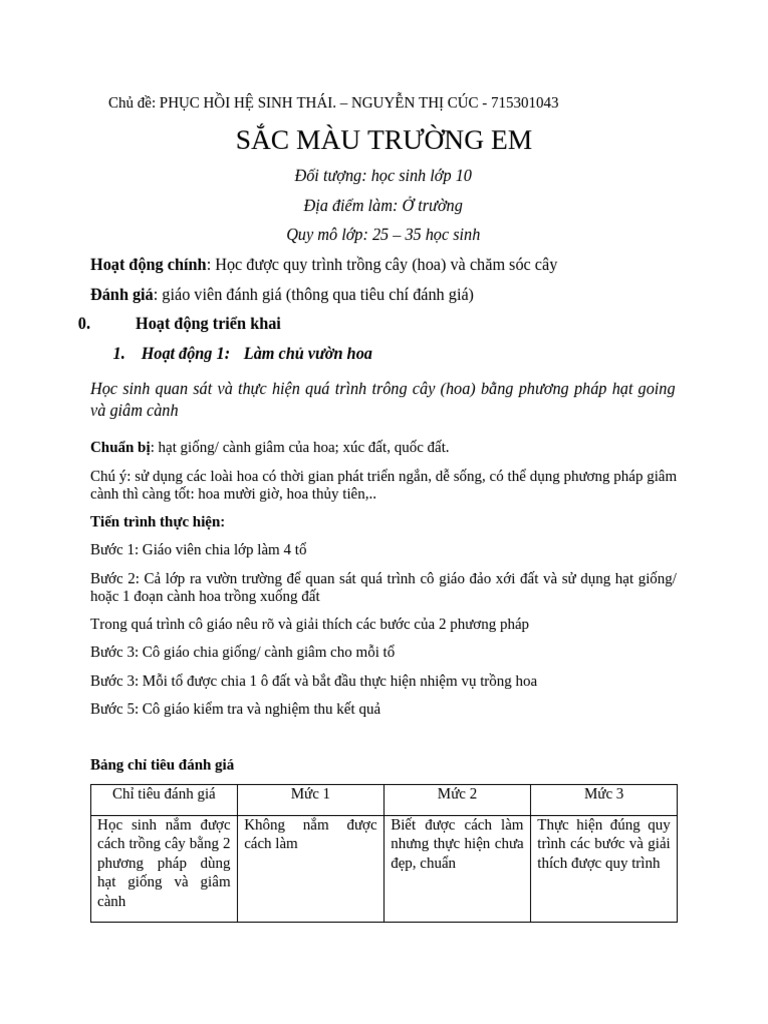 Phục Hồi Hệ Sinh Thái - Nguyễn Thị Cúc | PDF