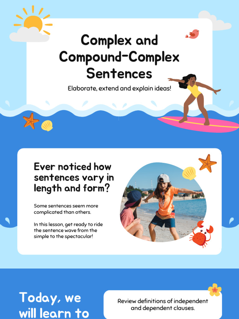 Complex and Compound-Complex Sentences Education Presentation in Blue ...