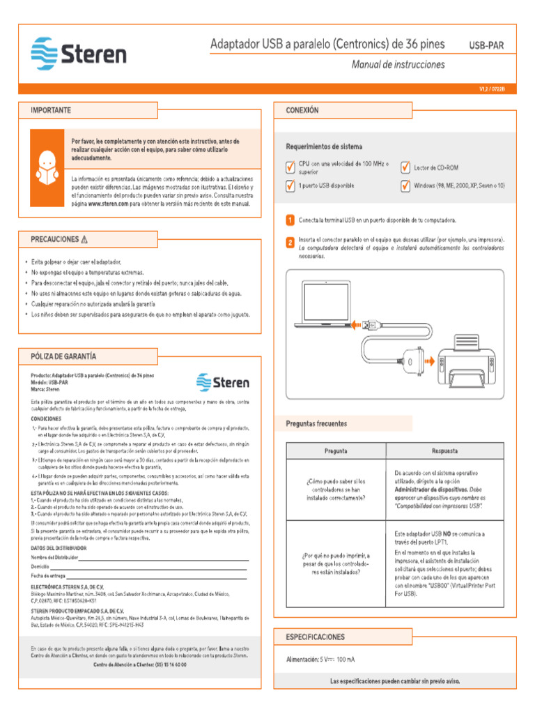 USB PAR V1.0 Instr | PDF