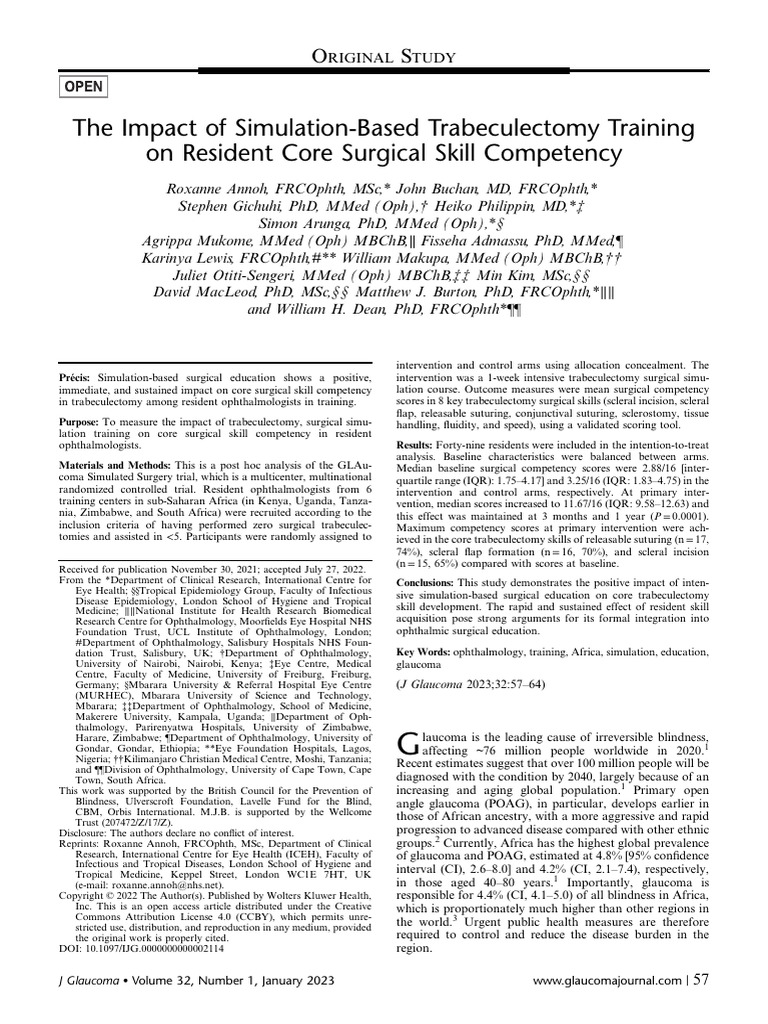 The Impact of Simulation Based Trabeculectomy.8 | PDF | Clinical Medicine | Surgical Specialties
