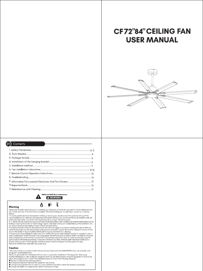 Ceiling Fan CF Series72-84 User Manual | PDF