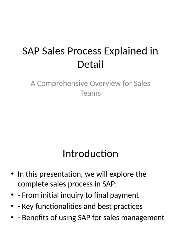 SAP Sales Process Explained | PDF