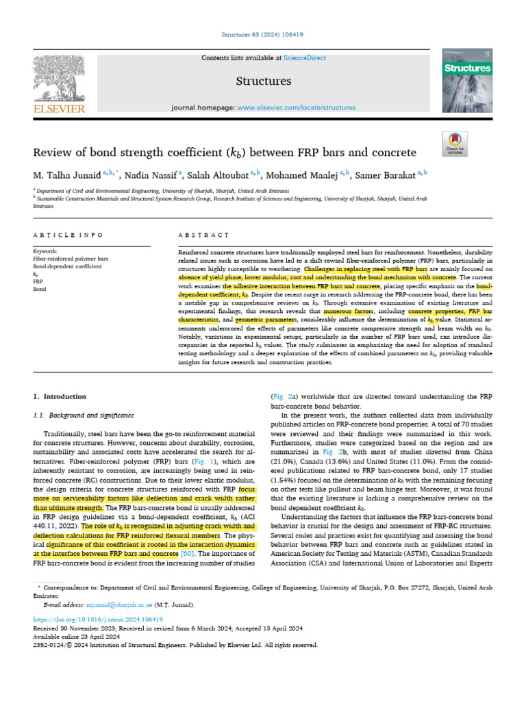 2024-Jounad-Review of Bond Strength Coefficient (KB) Between FRP Bars ...