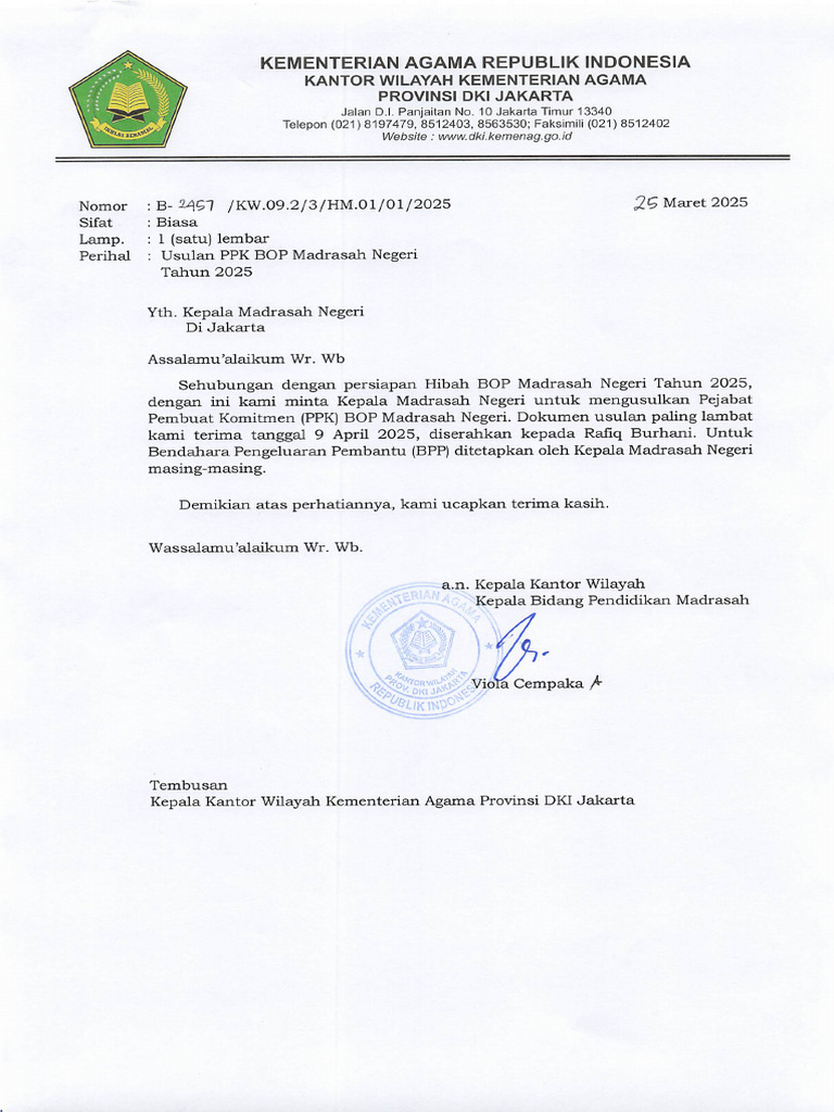 Usulan PPK BOP Madrasah Negeri | PDF