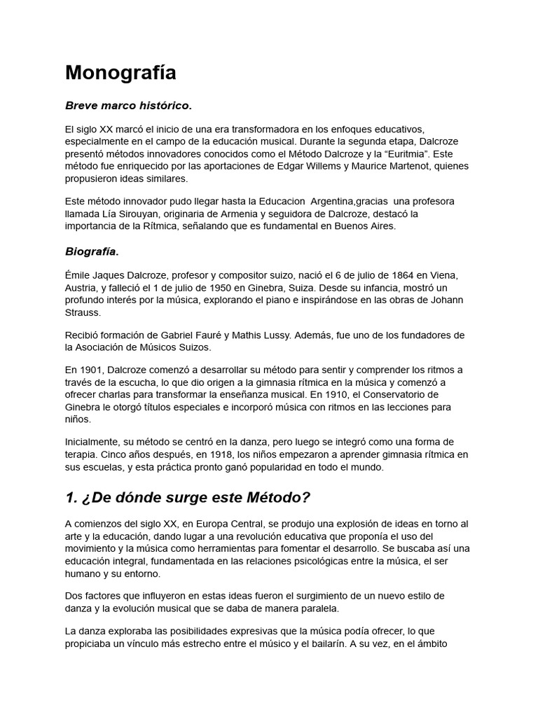 Metodo Dalcroze | PDF | Ritmo | Bailes