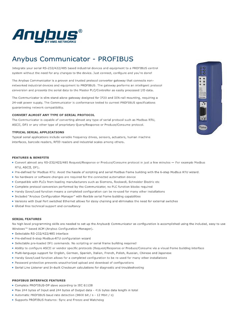 Anybus AB7000 Datasheet | PDF