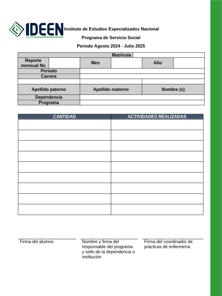 Reporte Mensual Pasantes | PDF