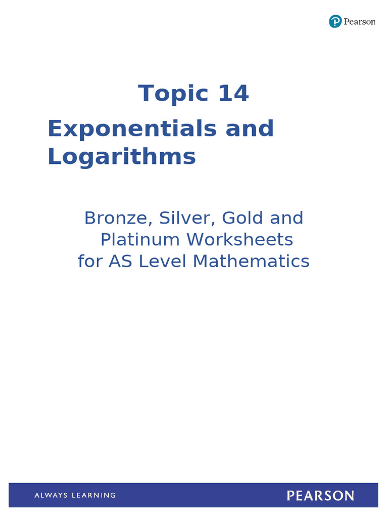 01a13 AS Pure Topic 14 Exponentials and Logarithms BSG Worksheet | PDF | Equations | Mathematics