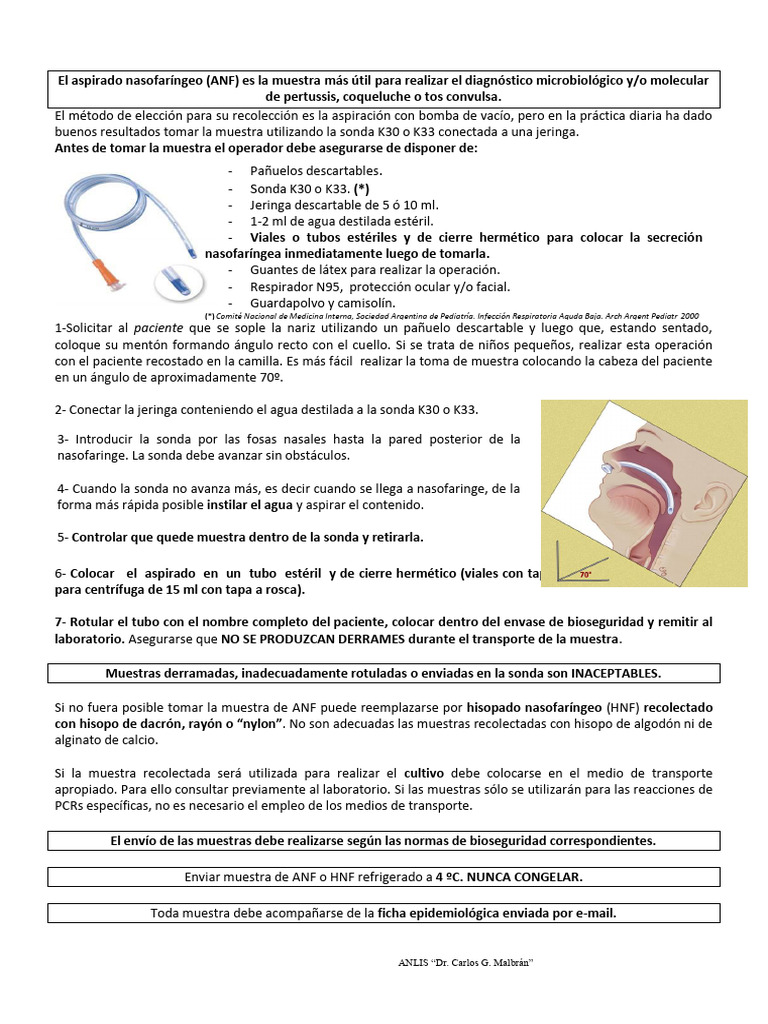 Toma de Muestra de Aspirado Nasofaríngeo | PDF
