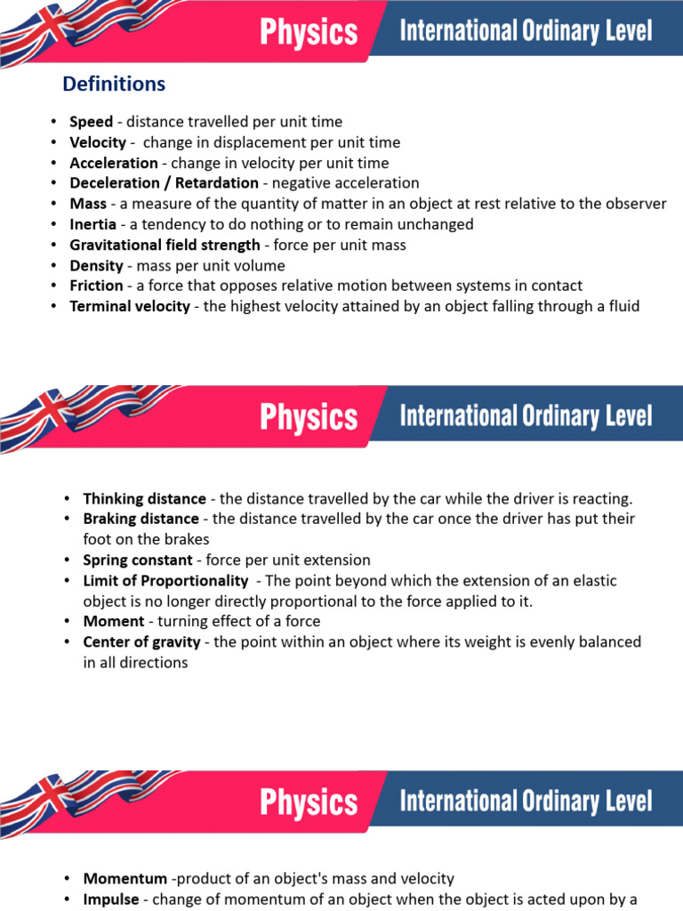 Key Physics Definitions Explained | PDF