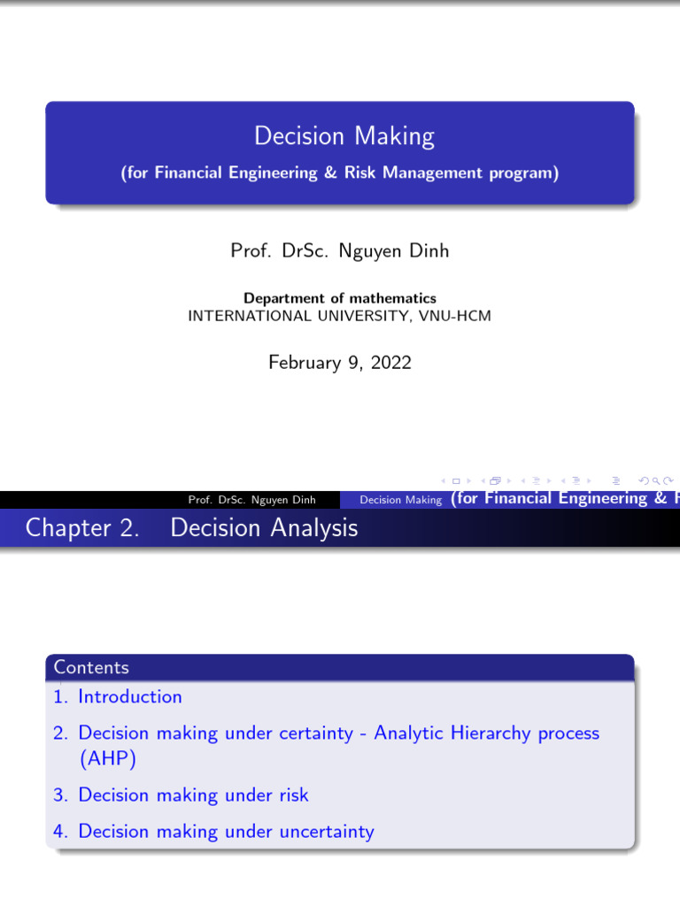 Decision Analysis in Financial Engineering | PDF | Uncertainty ...