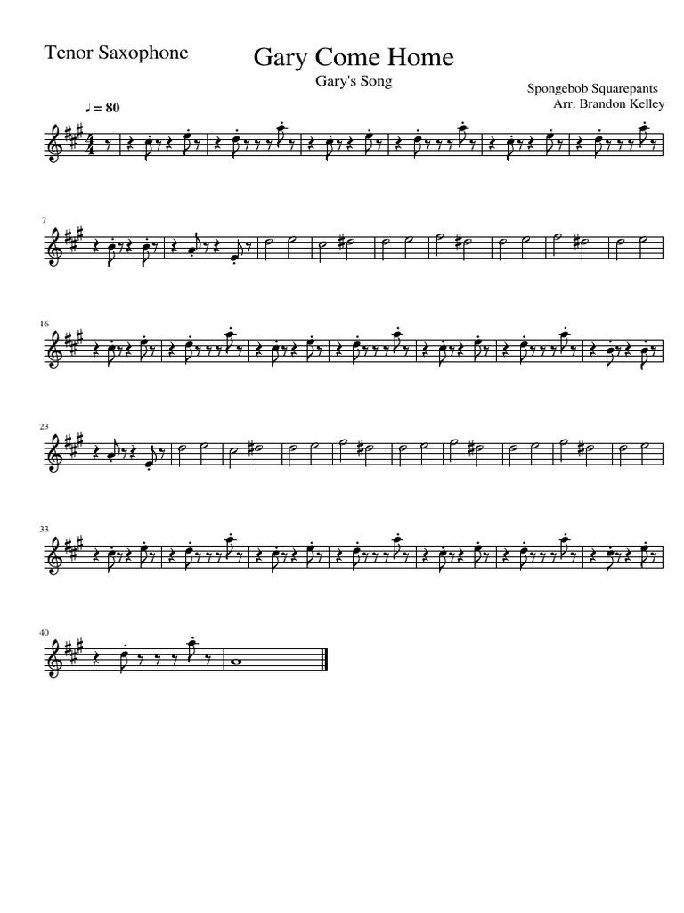 Gary Come Home Sax Tenor | PDF