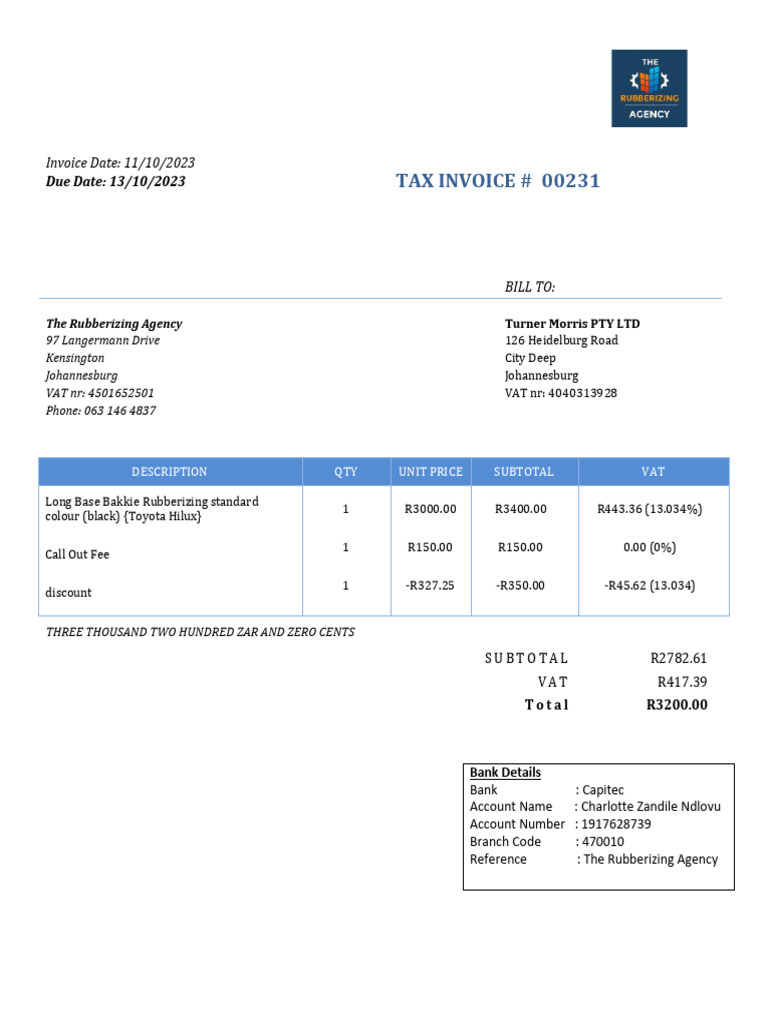 Turner Morris Invoice For Toyota Hilux | PDF