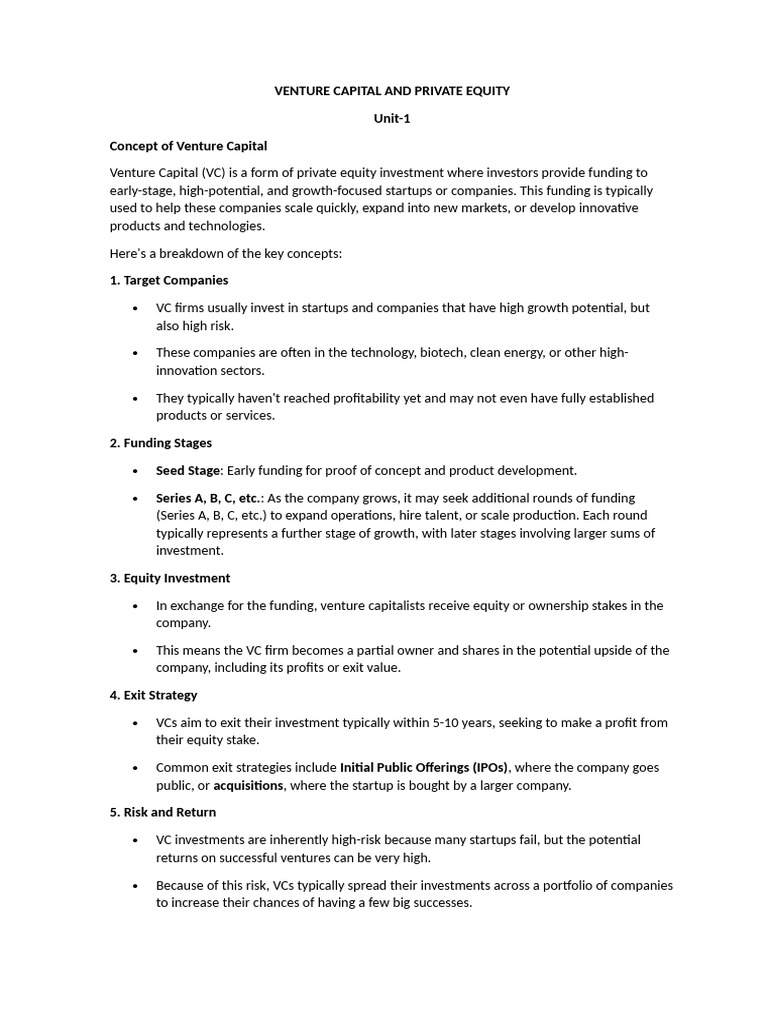 Venture Capital Overview and Insights | PDF | Venture Capital ...