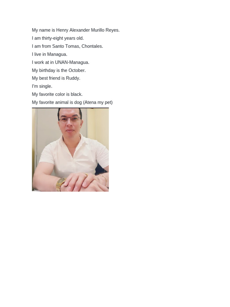 My Name Is Henry Alexander Murillo Reyes | PDF