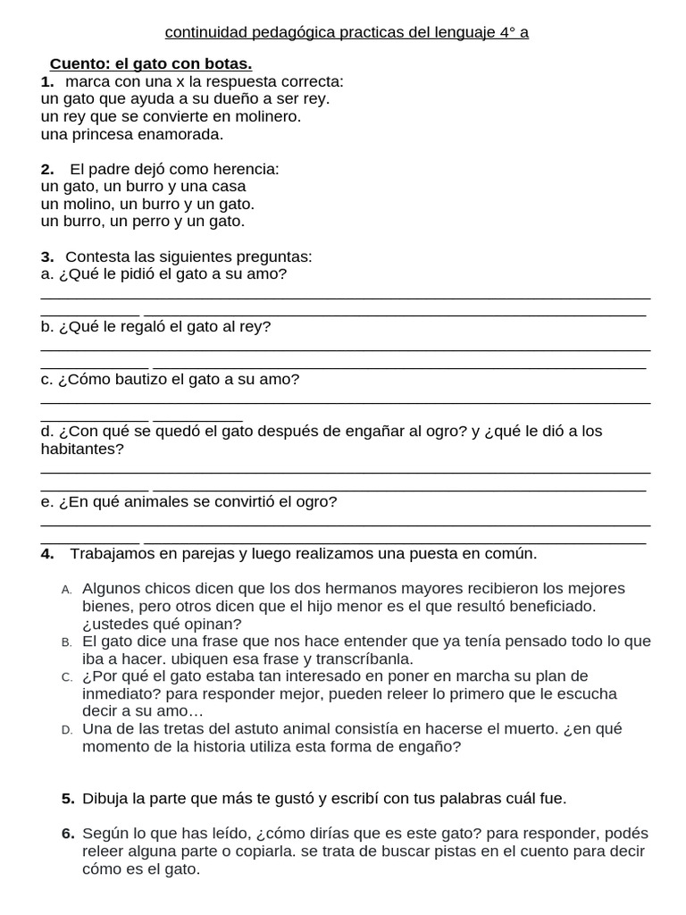 continuidad pedagógica practicas del lenguaje 4 | PDF
