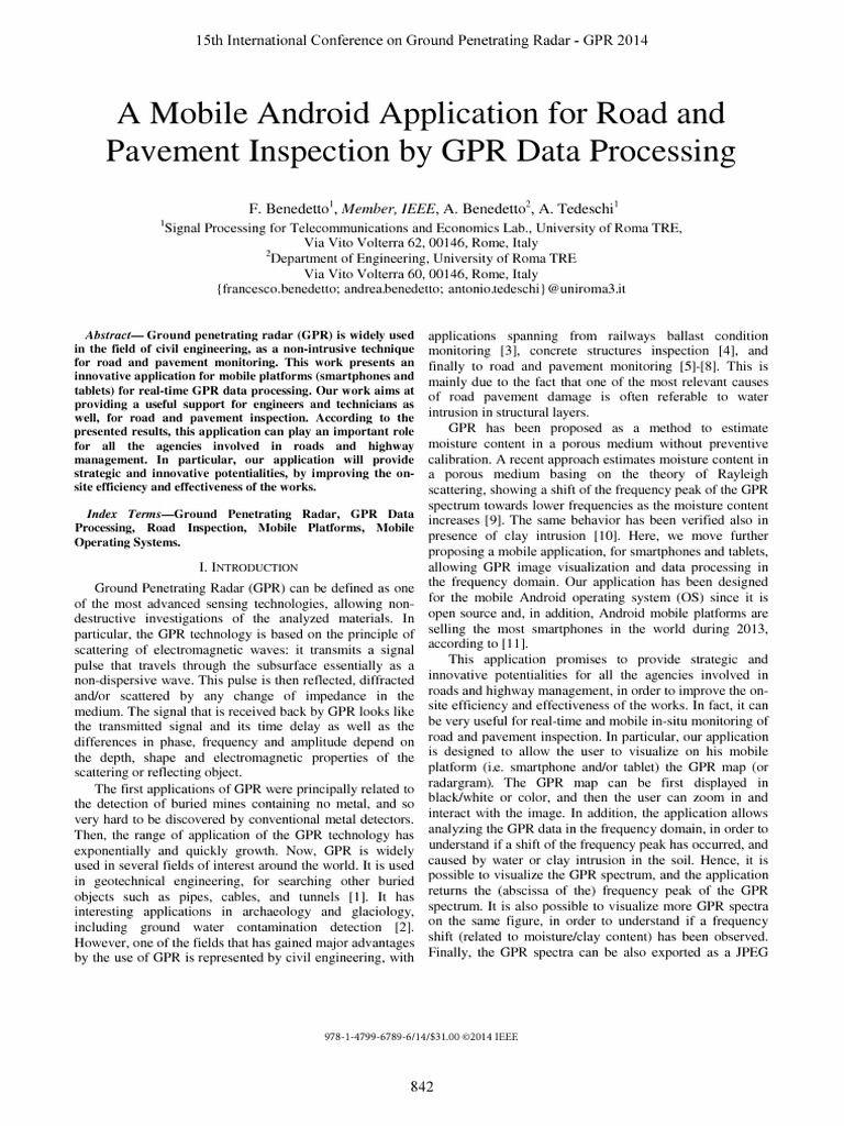 A Mobile Android Application For Road and Pavement Inspection by GPR Data Processing | PDF ...