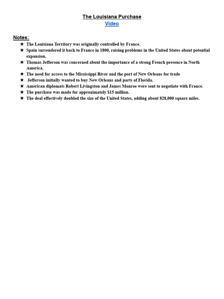 Overview of the Louisiana Purchase | PDF
