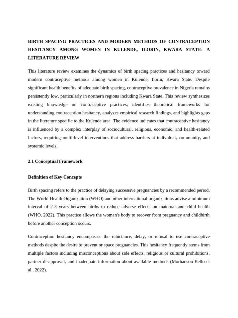 Birth Spacing Practices and Modern Methods of Contraception Hesitancy ...