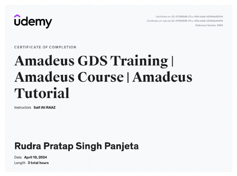Udemy-Amadeus-Certificate | PDF