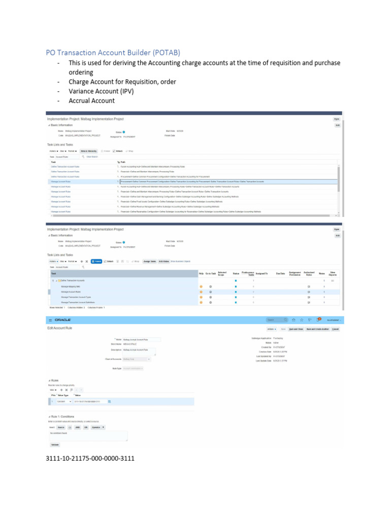 POATB Transaction Account Builder | PDF