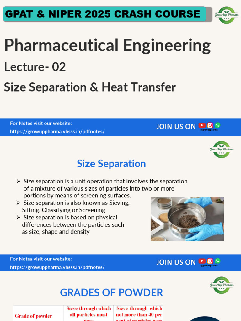 Lecture 2 Engineering Size Separation & Heat Transfer | PDF | Heat ...