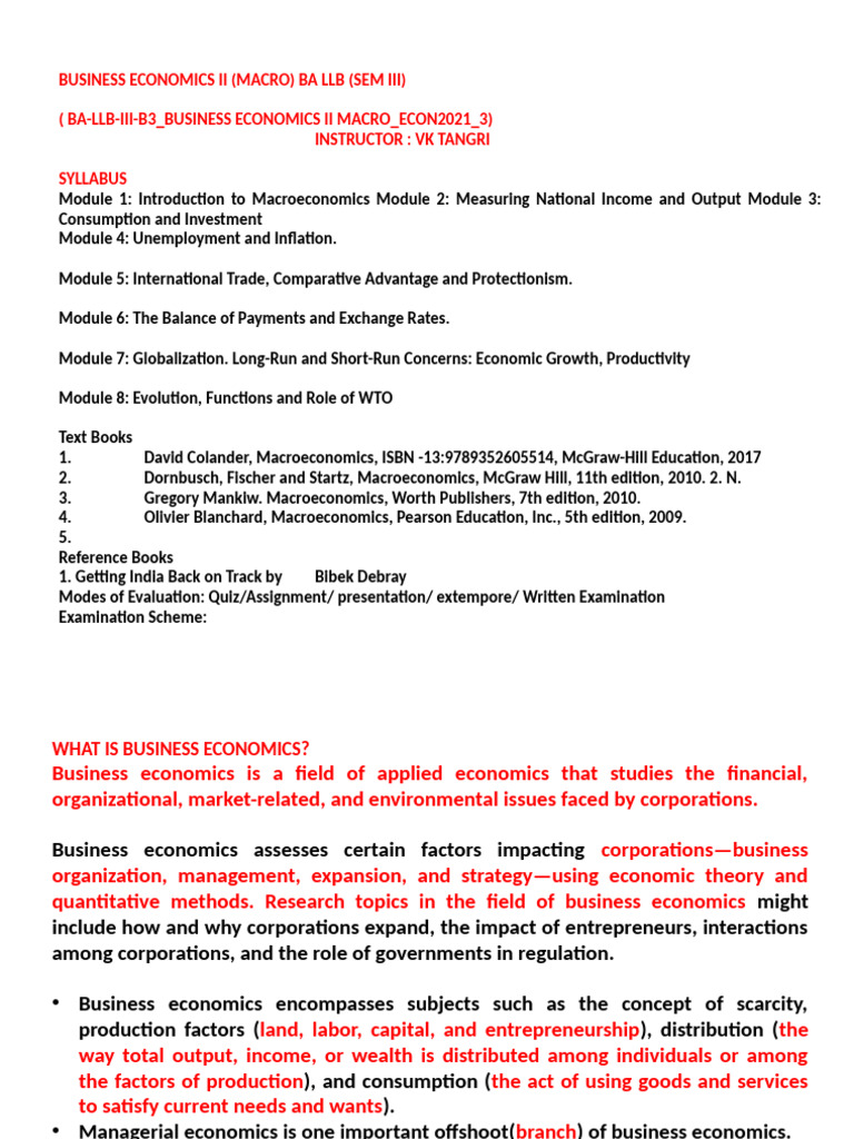 Business Economics (Macro) Ba LLB Iii | PDF | Gross Domestic Product | Macroeconomics