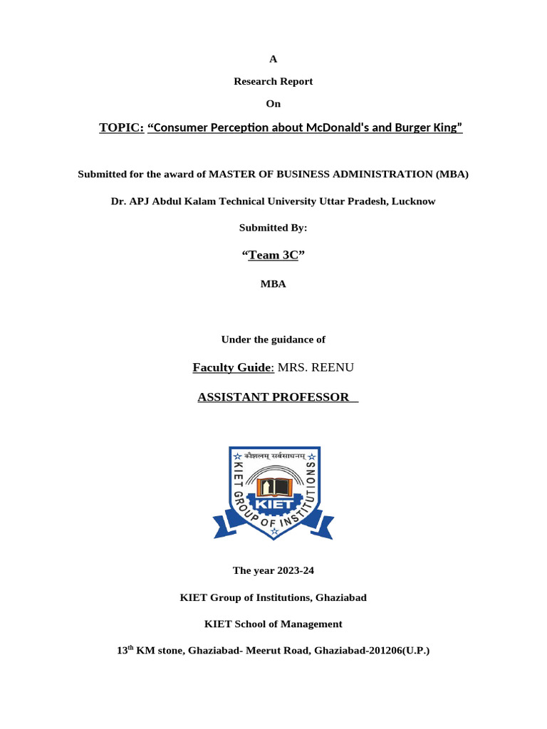 Team 3c.docx (BRM) (1) New | PDF | Mc Donald's | Hamburgers