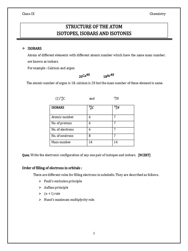 9sci4-isotopes-isobars-isotones | PDF | Isotope | Chemical Elements