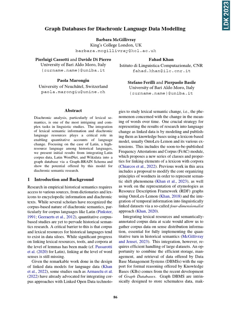 Graph Databases For Diachronic Language Data Modelling | PDF | Databases | Linguistics