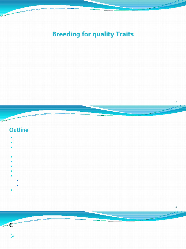 Lecture 6 Breeding For Quality Traits1 | PDF | Cereals | Foods