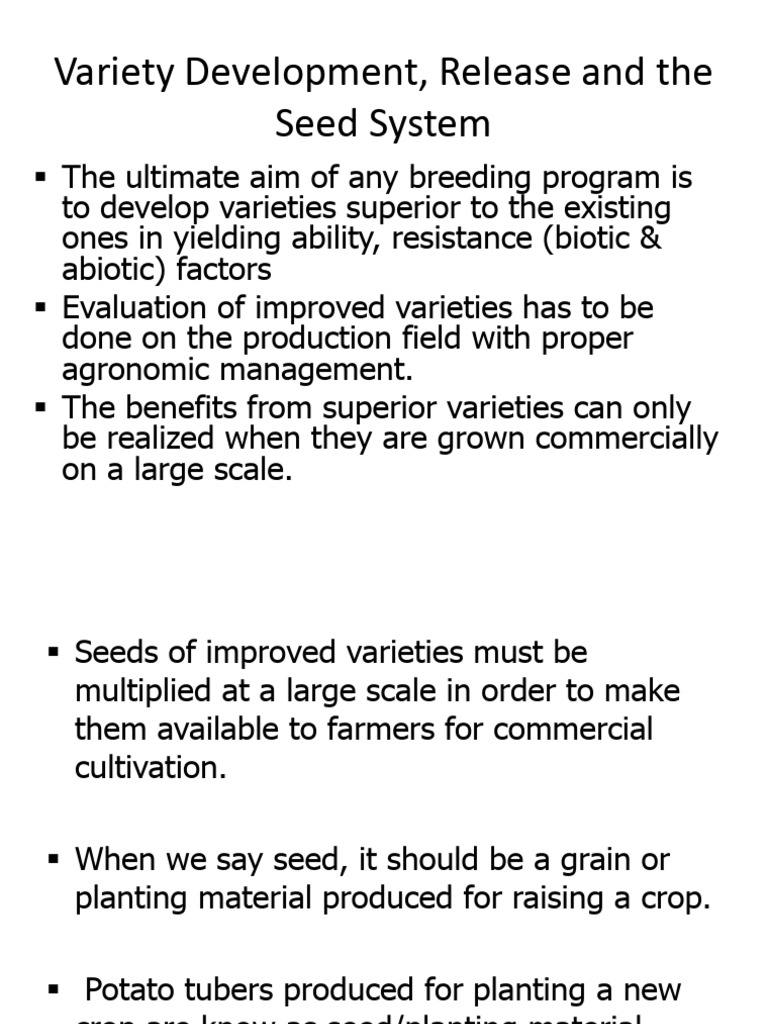 Seed Variety Development and Certification | PDF | Plant Breeding ...