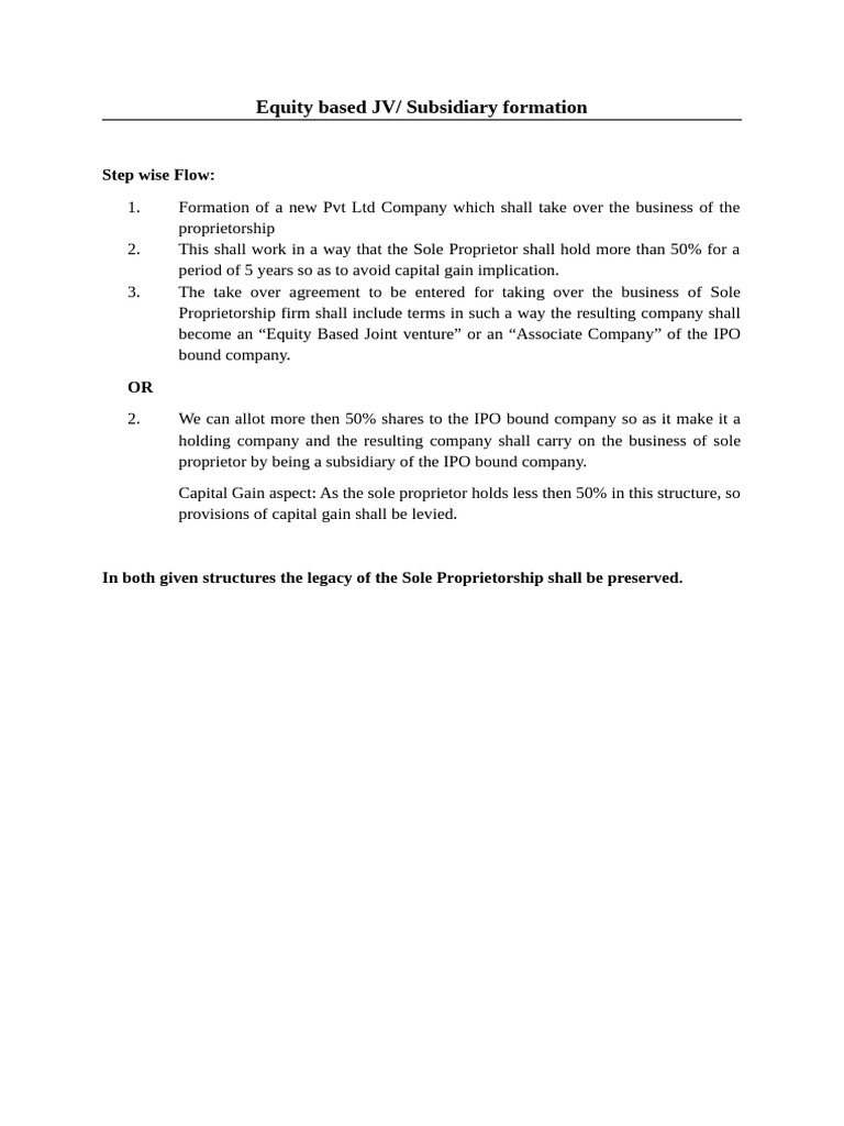 Equity-Based JV Formation Guide | PDF