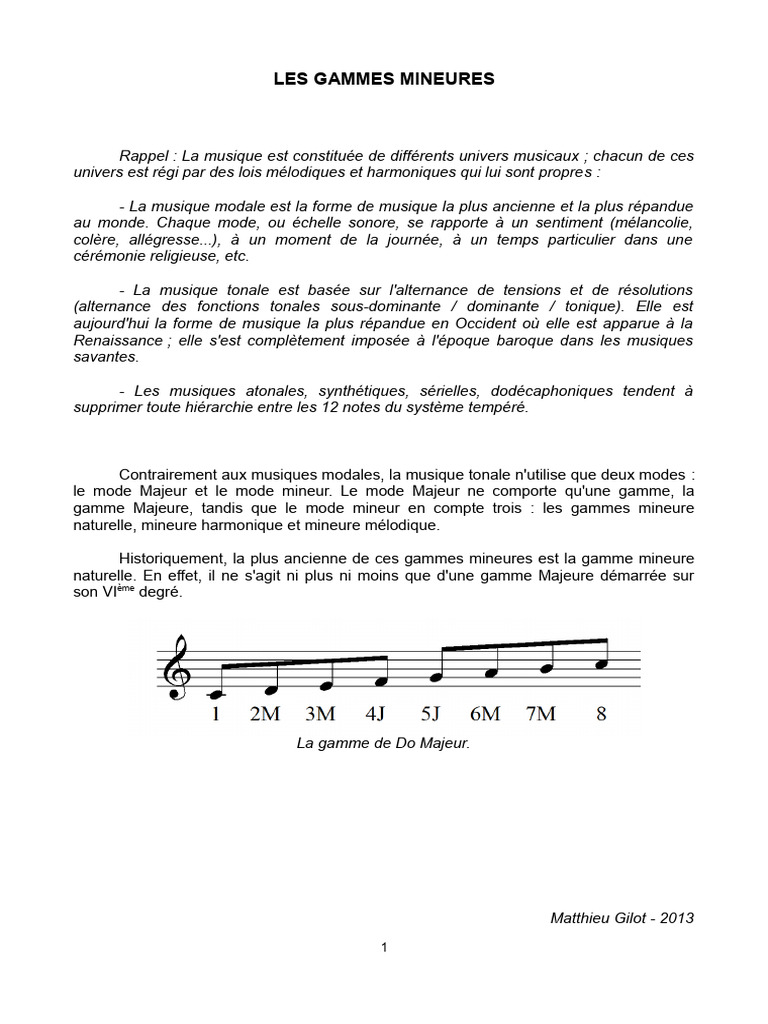 Comprendre les gammes mineures en musique | PDF | Gamme musicale | Mode ...