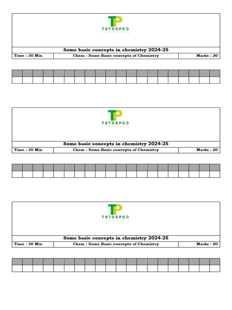 Cet Crash 25 Some Basic Concepts in Chem Ans | PDF