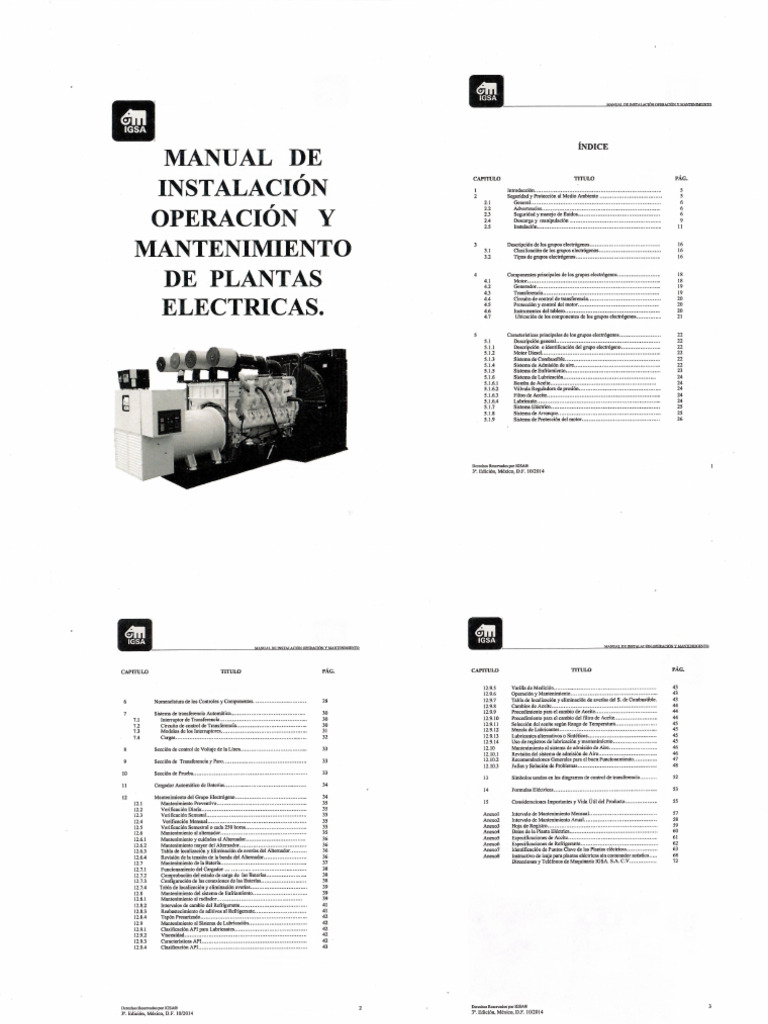 Manual de Instalacion y Mantto de Plantas Electricas Igsa | PDF