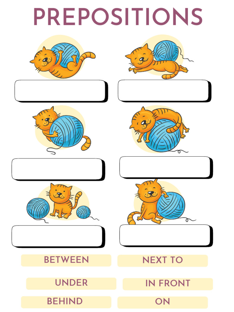 Purple Yellow Preposition Cat English Poster | PDF