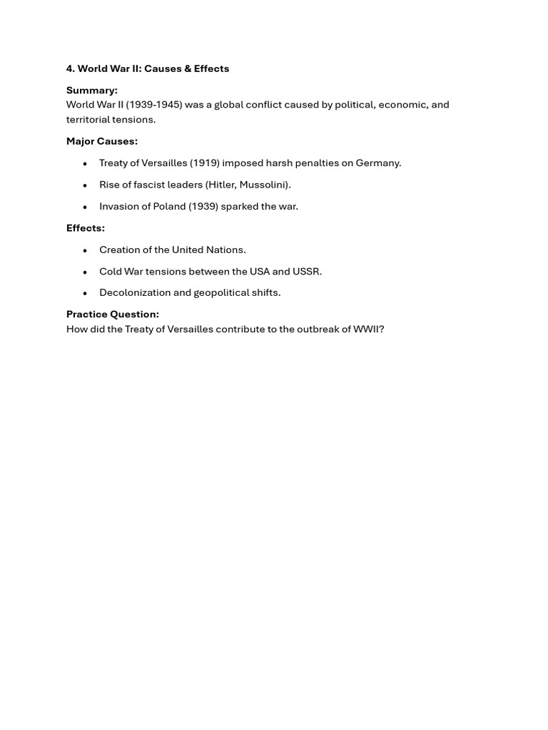 WWII Causes and Effects Explained | PDF