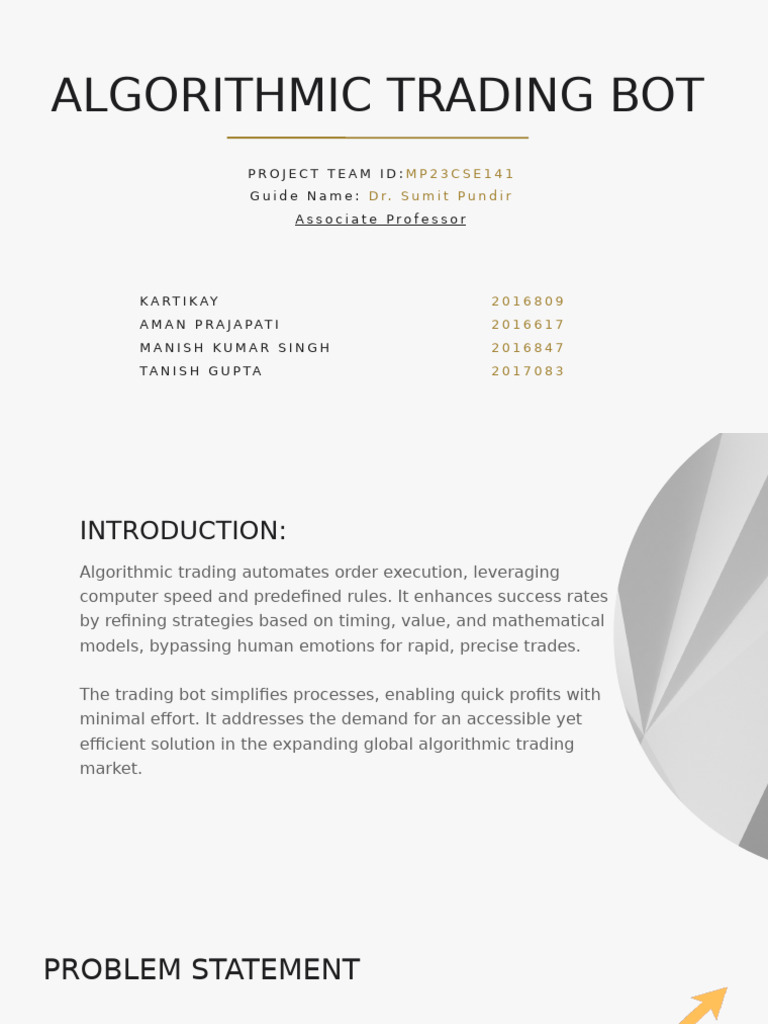 Modern Pitch Deck Presentation Template | PDF | Algorithmic Trading | Machine Learning